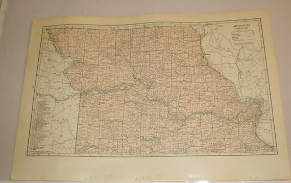 Map Page Missouri 1932 Large 13.5 by 19.75 2 | Etsy