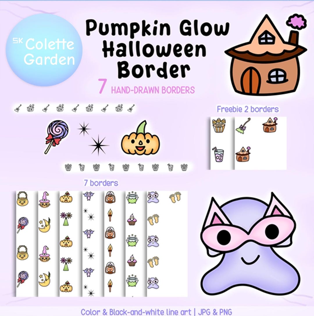 Hand-drawn Halloween Borders: Pumpkin Glow Frames (digital Download) 7 ...