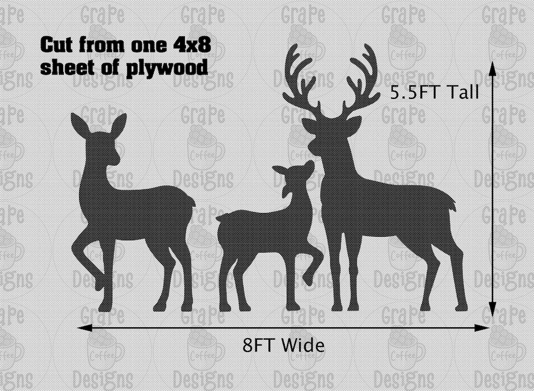 3 Reindeer Deer Template When Made. Printable Trace and Cut Christmas ...