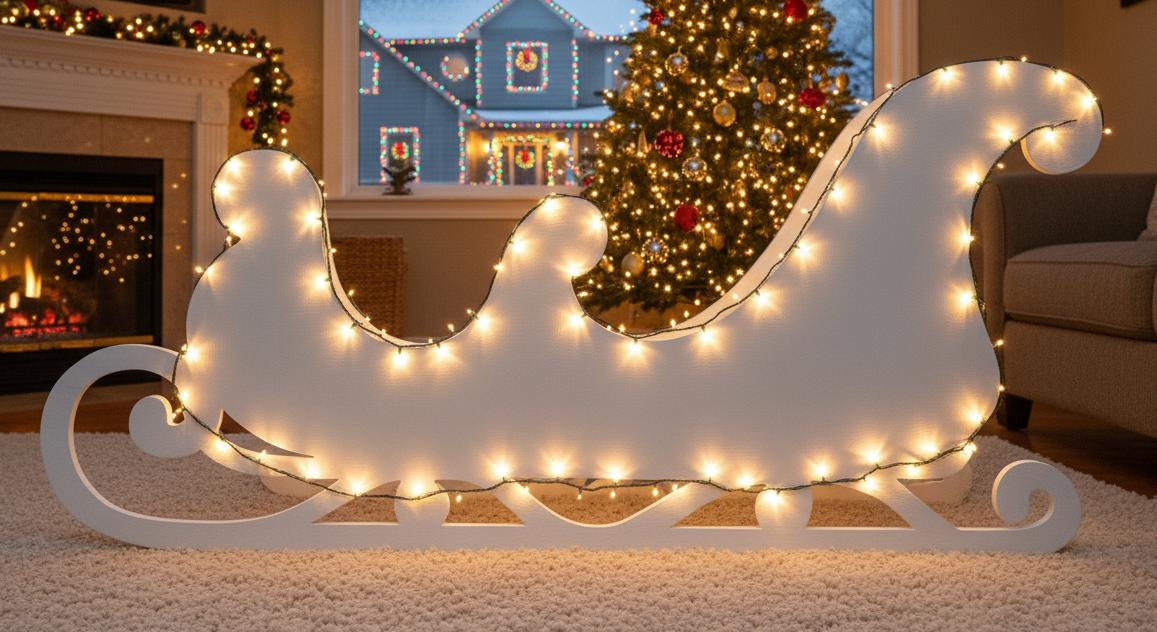 Life-size, 4 X 8ft Santa's Sleigh Template When Made. Printable Trace ...