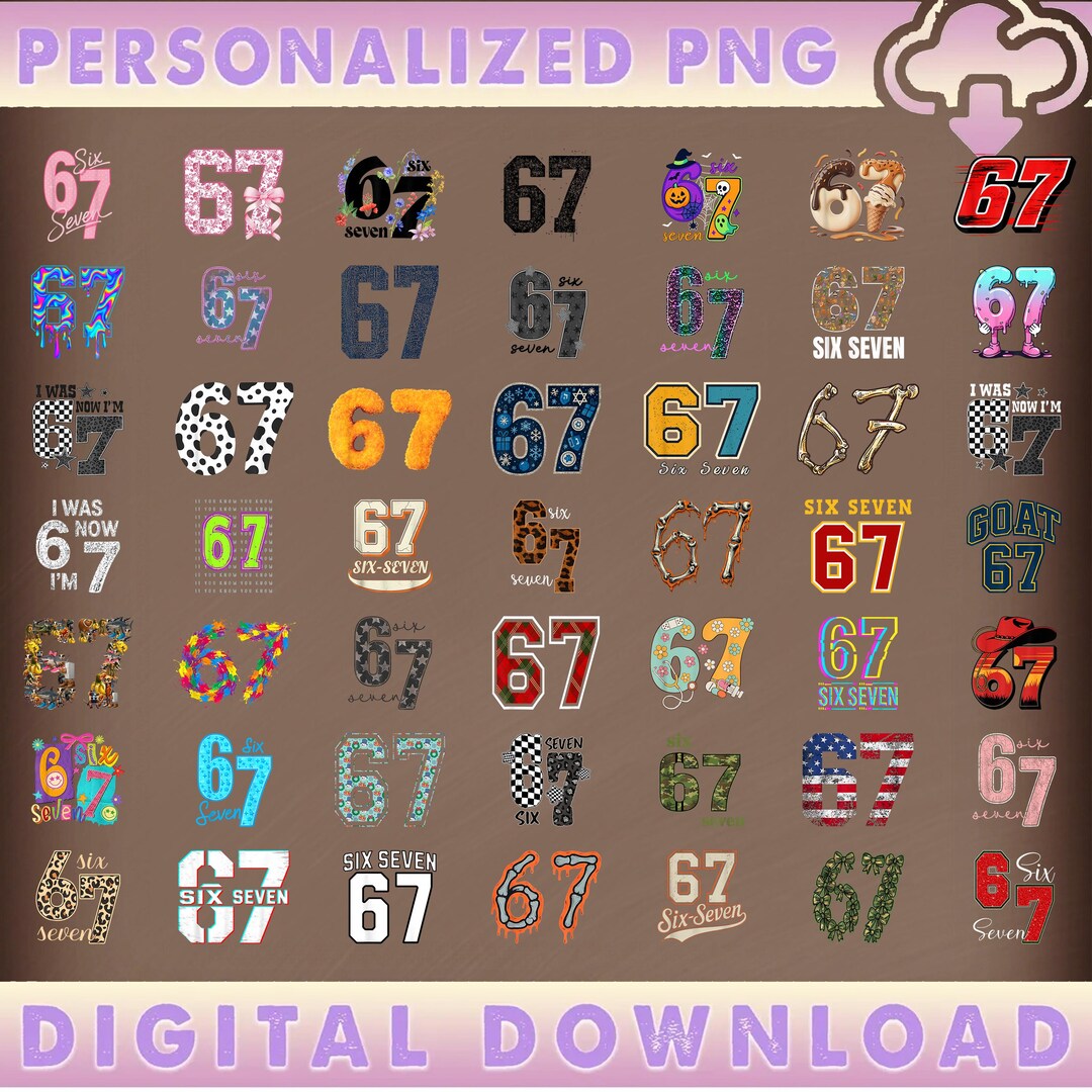 Funny 67 PNG Bundle, Six Seven Meme PNG Designs, 67 PNG, Funny Gen ...