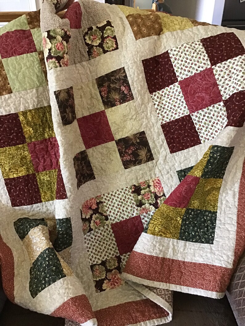 Autumn Nine Patch Lap Quilt - Etsy