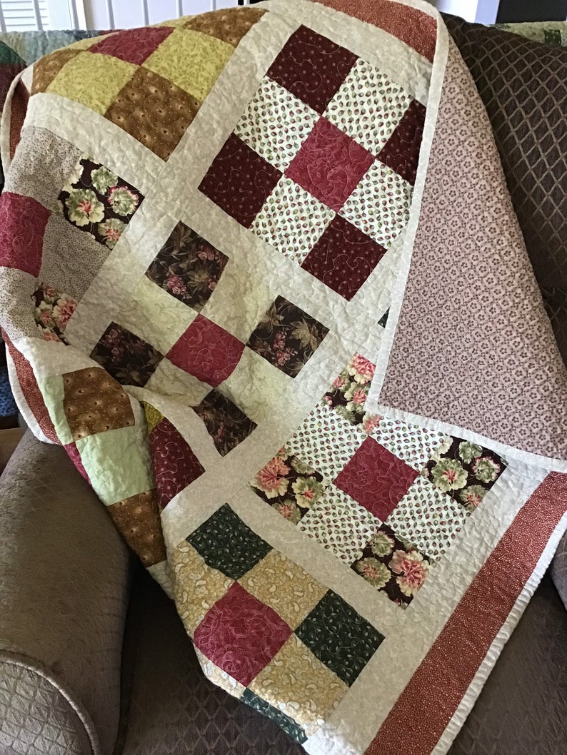 Autumn Nine Patch Lap Quilt - Etsy