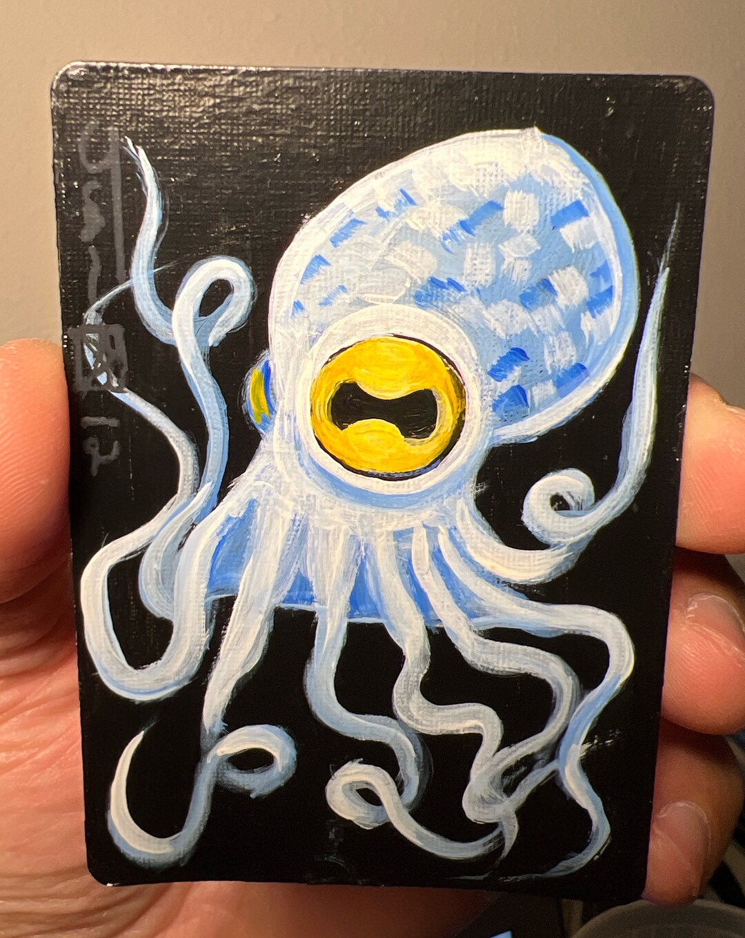 Octopus on a Playing Cards. Original Acrylic Painting. 2012 - Etsy