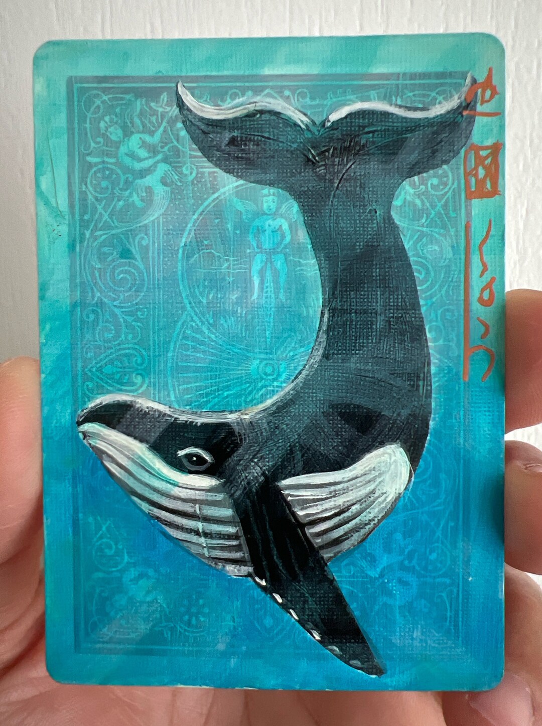 Humpback Whale on a Playing Cards. 2012 - Etsy
