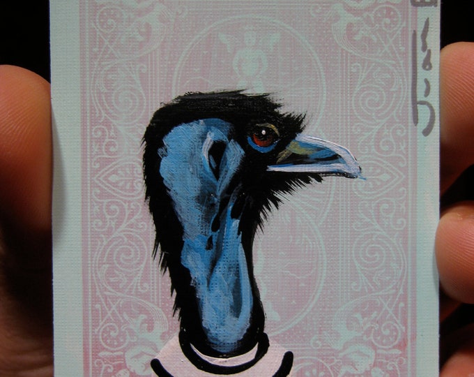 Emu Portrait N2 on a Playing Cards. Original Acrylic Painting. - Etsy