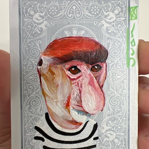 Proboscis Monkey Portrait on a Playing Cards. 2011 - Etsy
