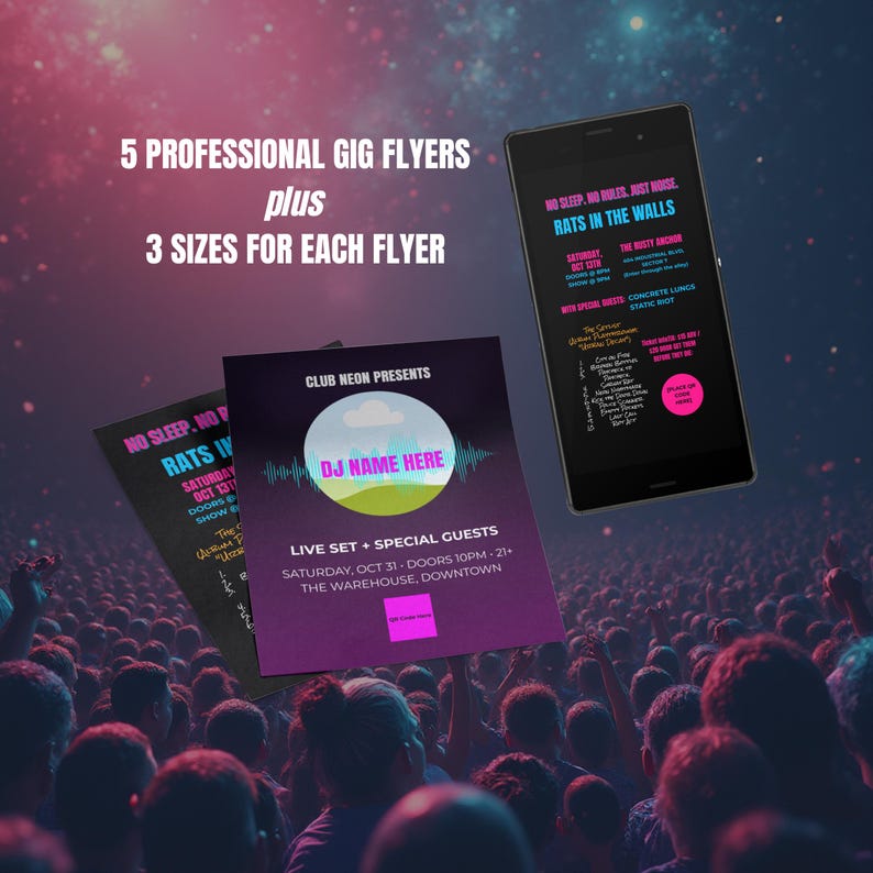 Editable Gig Flyer Template Bundle – Canva Concert Posters (digital ...