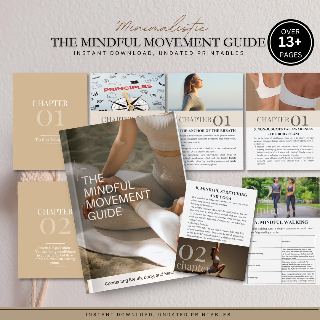 Mindful Movement Guide Printable, Fitness Wellness Planner, Daily Flow ...