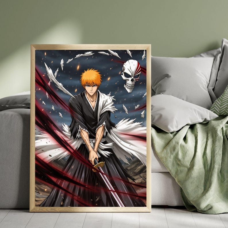 Bleach Anime Wall Print | Ichigo Kurosaki Poster | Manga Decor (digital ...