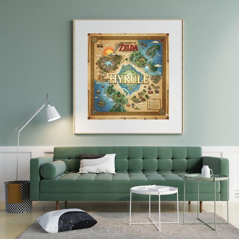 The Legend of Zelda Map Poster | Hyrule Gamer Room Wallart (digital ...