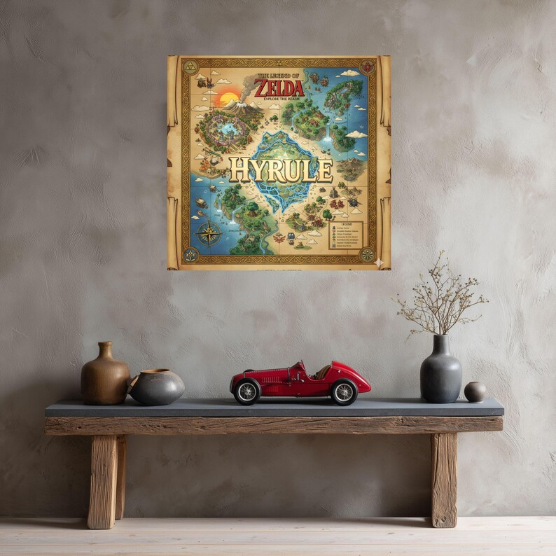 The Legend of Zelda Map Poster | Hyrule Gamer Room Wallart (digital ...