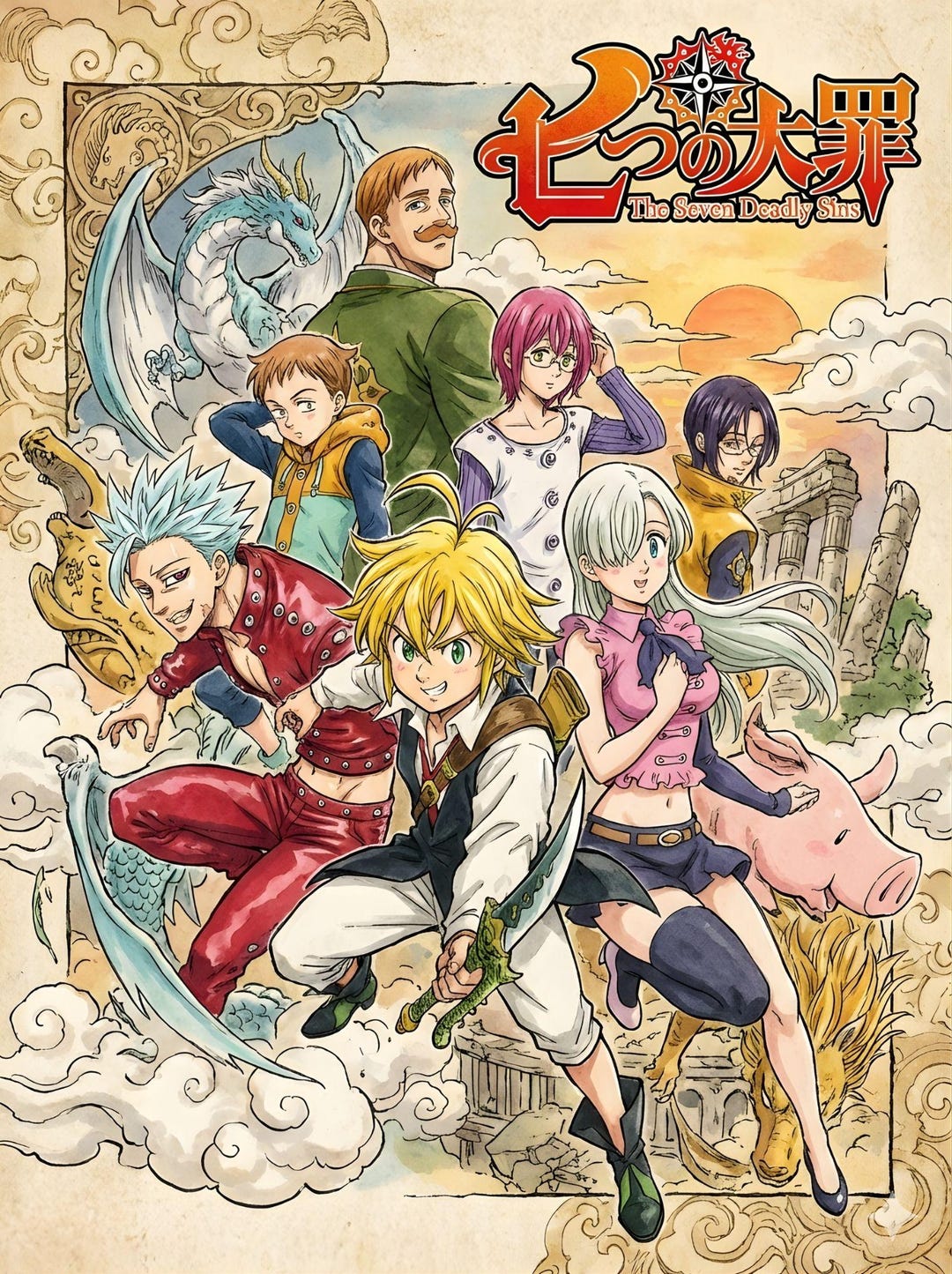 Seven Deadly Sins Poster - Collage | Meliodas Posters, Wall Art | Manga ...