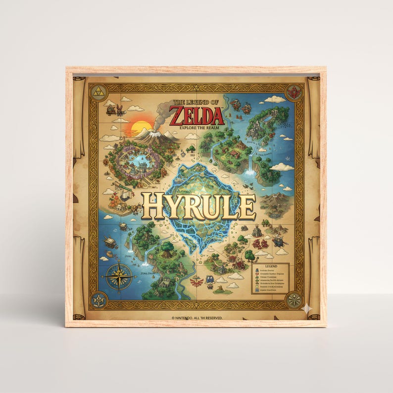 The Legend of Zelda Map Poster | Hyrule Gamer Room Wallart (digital ...