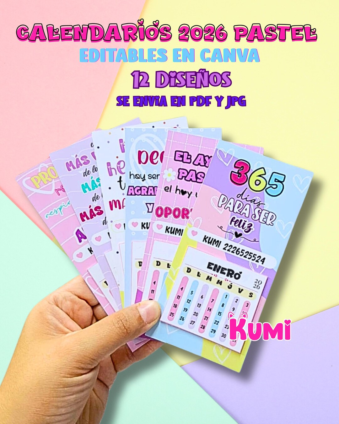 2026 Mini Pastel Calendar | Pastel Color Calendar - Etsy