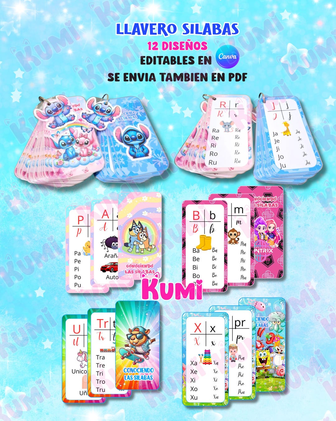 Syllables Template, Syllabary, Syllabary Keychain Editable in Canva - Etsy