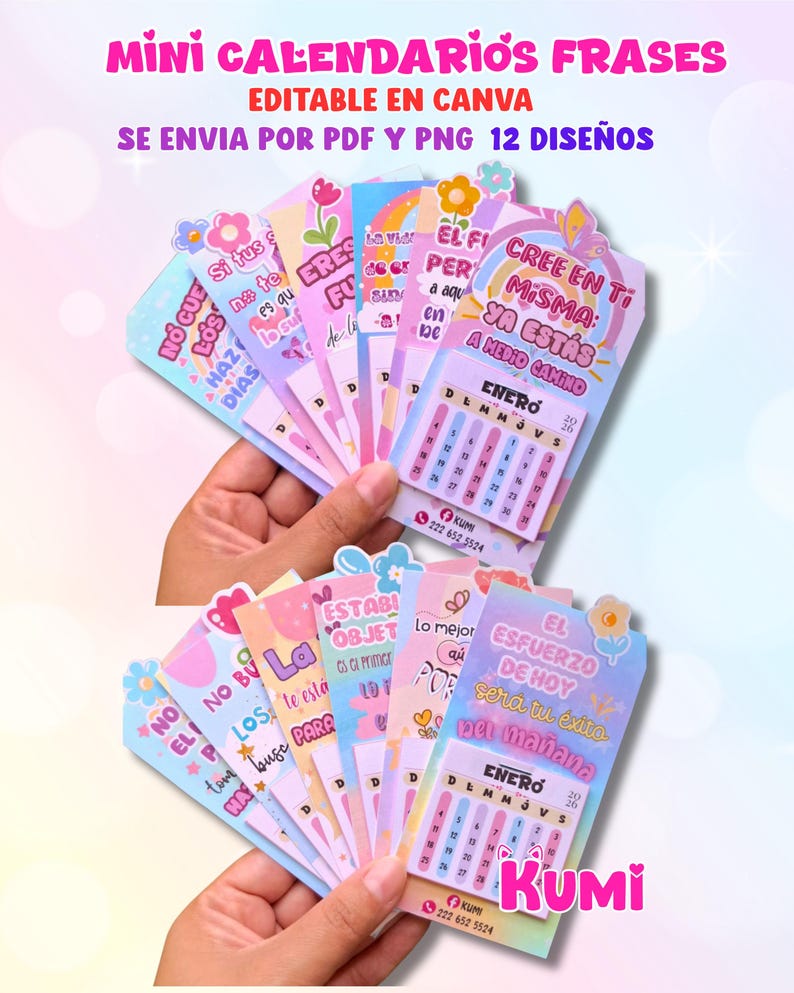 Mini calendarios 2026 cute frases motivadoras, color pastel - Etsy España