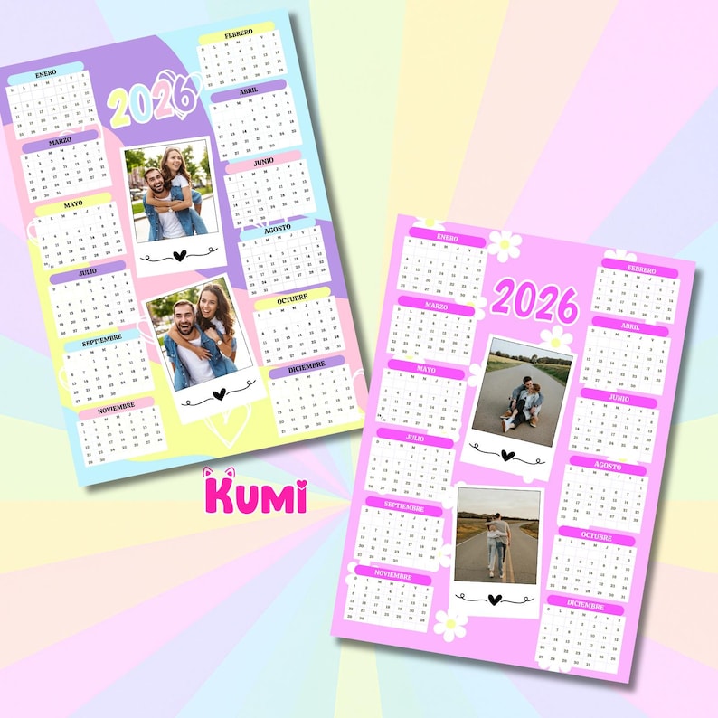 2026 Pink Calendar (editable in Canva) - 10 Designs | Printable File - Etsy