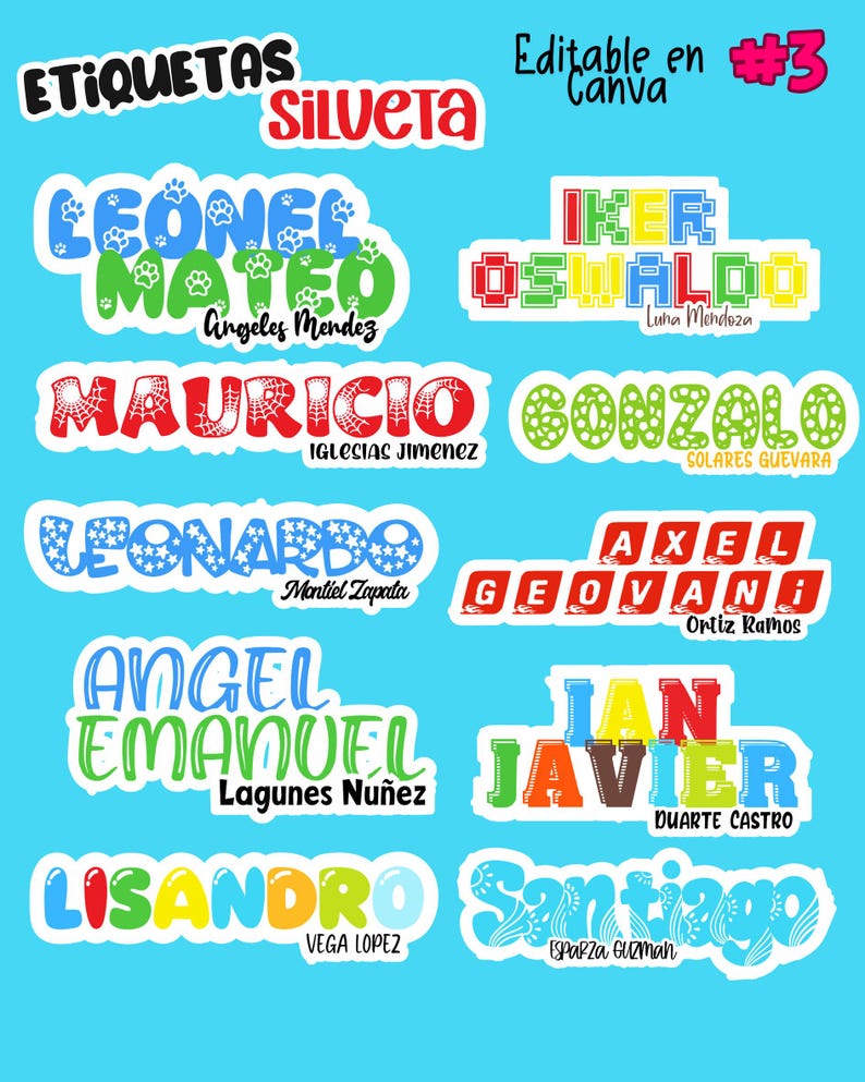 Etiquetas escolares editable silueta regreso a clases #3 | School ...