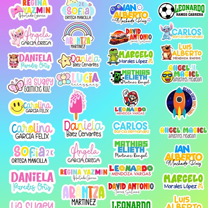 Stickers para nombres para cuadernos - Etsy México
