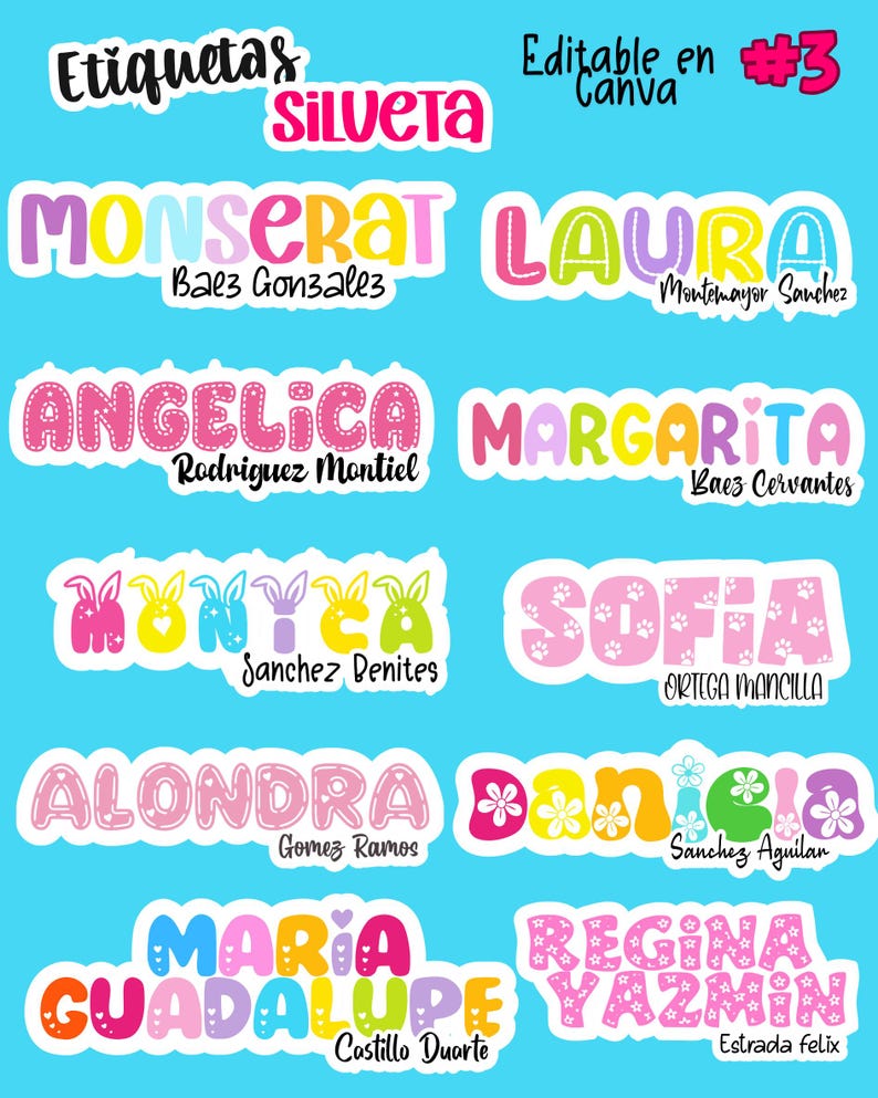 Etiquetas escolares editable silueta regreso a clases #3 | School ...