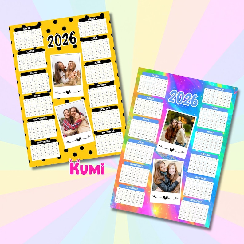 2026 Pink Calendar (editable in Canva) - 10 Designs | Printable File - Etsy