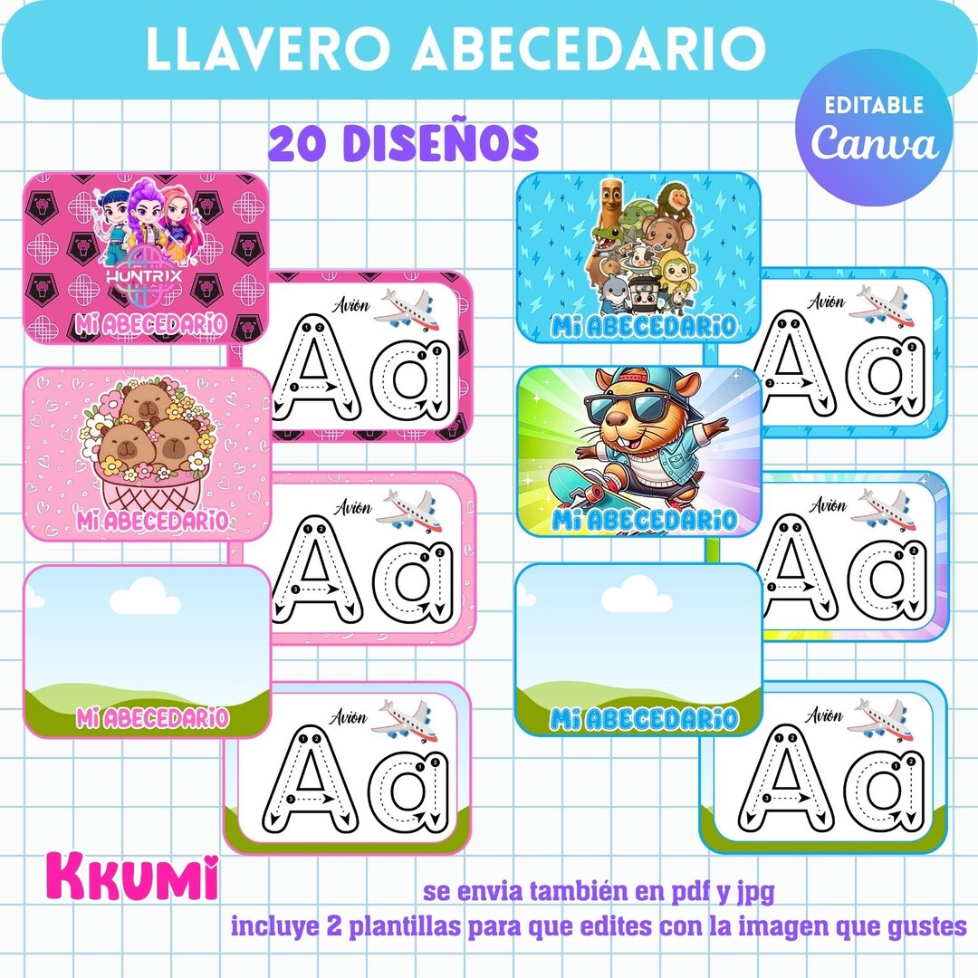 Editable Alphabet Keychain Template in Canva | Printable File ...