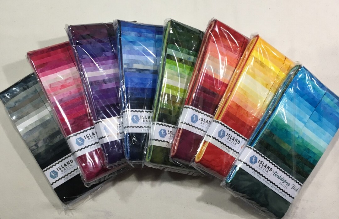 Island Batik Strip Packs, WATERCOLOR BASICS, 20 Fabrics, 40 Strips Each ...