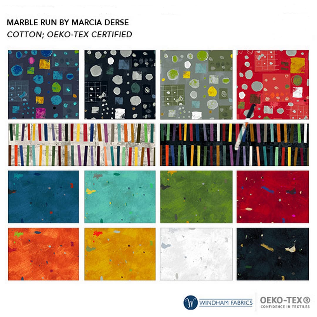 Marcia Derse, MARBLE RUN, by the Half Yard, 14 Fabrics, Windham Fabric ...