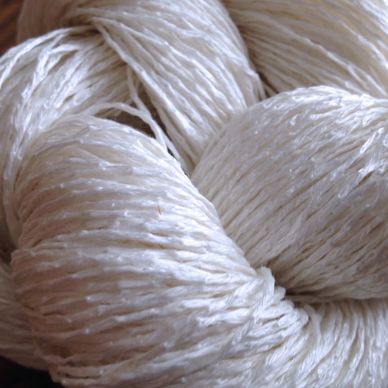 Linen Chainette Yarn, Knitting, Weaving, Crochet, Bleached White, 100 ...