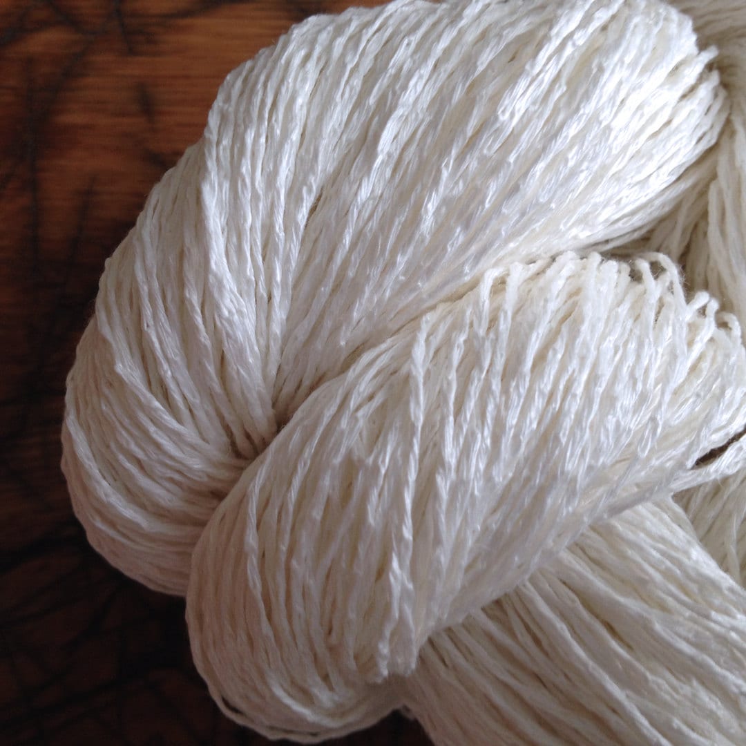 Linen Chainette Yarn, Knitting, Weaving, Crochet, Bleached White, 100 ...