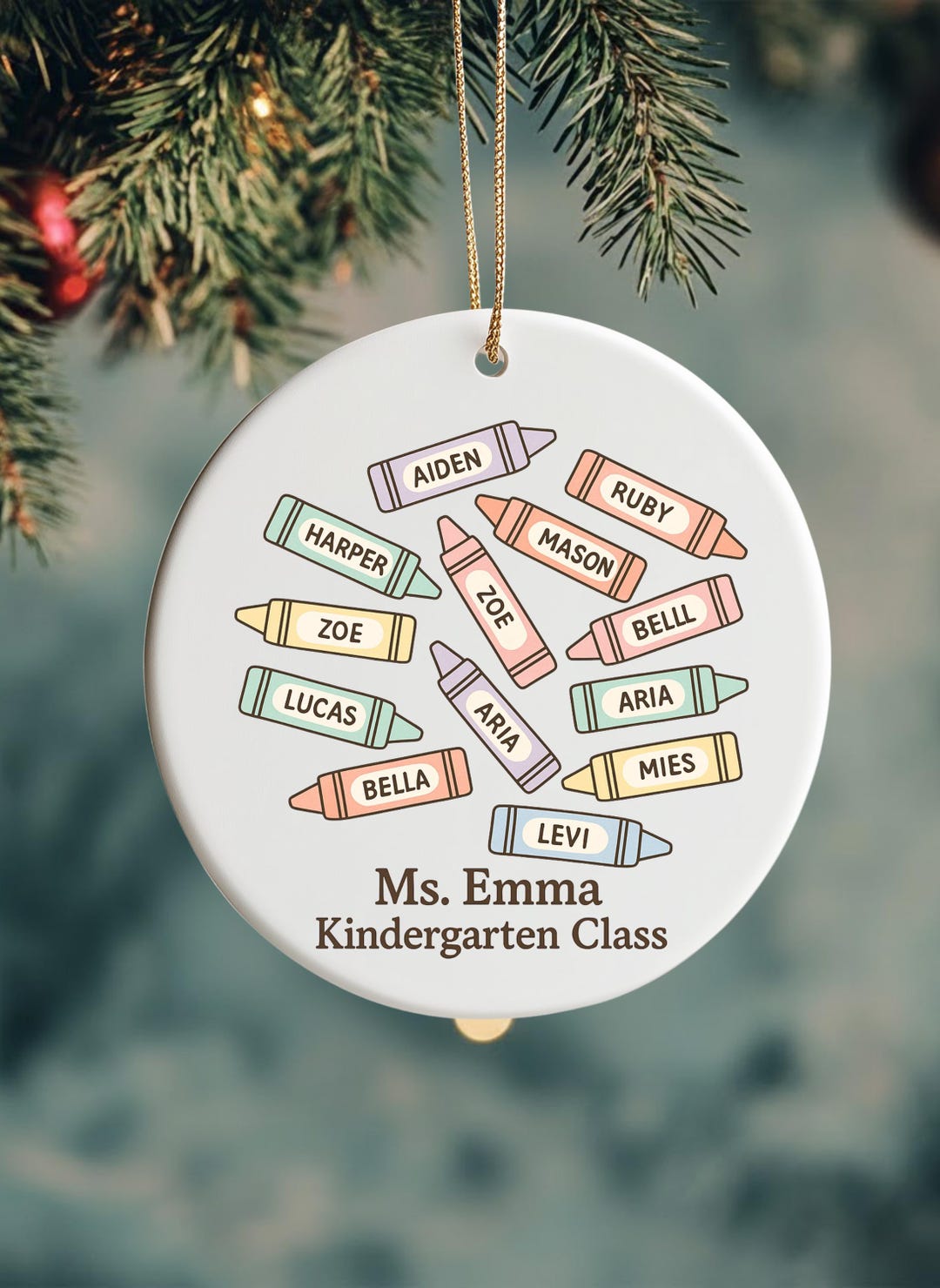 Personalized Teacher Ornament, Crayon Ornament, Teacher Xmas Gift ...