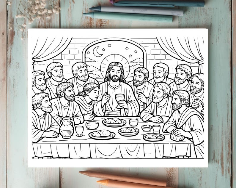 Last Supper Coloring Sheets for Kids | Christian Easter Activity ...