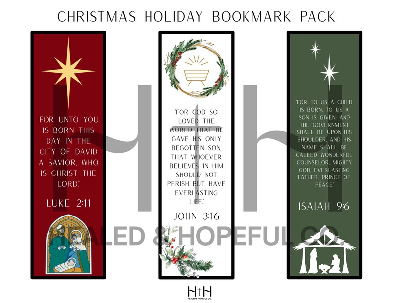 Christmas Bible Verse Bookmarks: Printable Scripture Holiday Gifts ...
