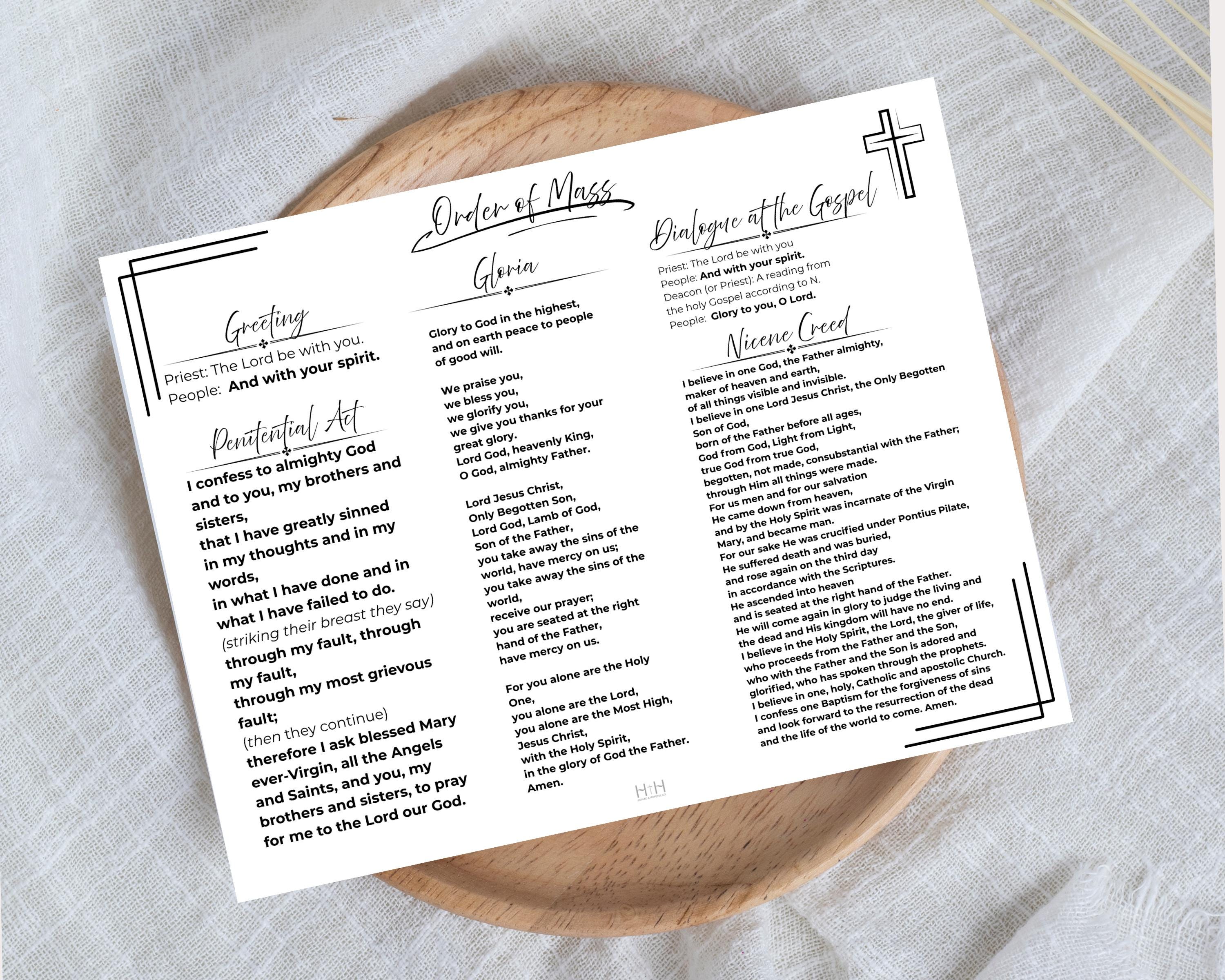 Order of the Catholic Mass Printable | Easy Response & Prayer Guide ...
