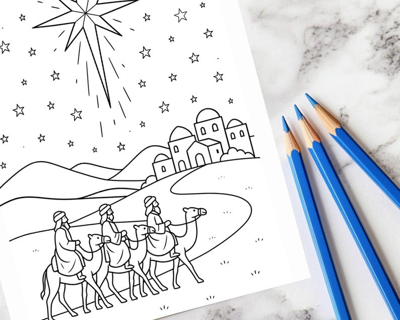 Christian Christmas Coloring Pages: Nativity & Family Scenes (PDF) - Etsy