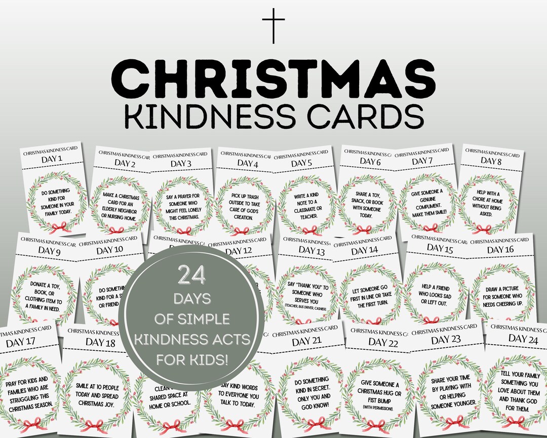 24 Christmas Kindness Cards | Christian Advent Activities for Kids ...