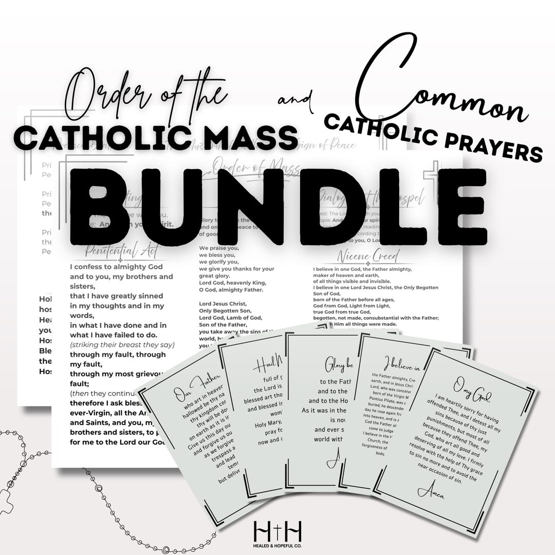 Catholic Mass Guide and Common Catholic Prayers Printable Bundle ...