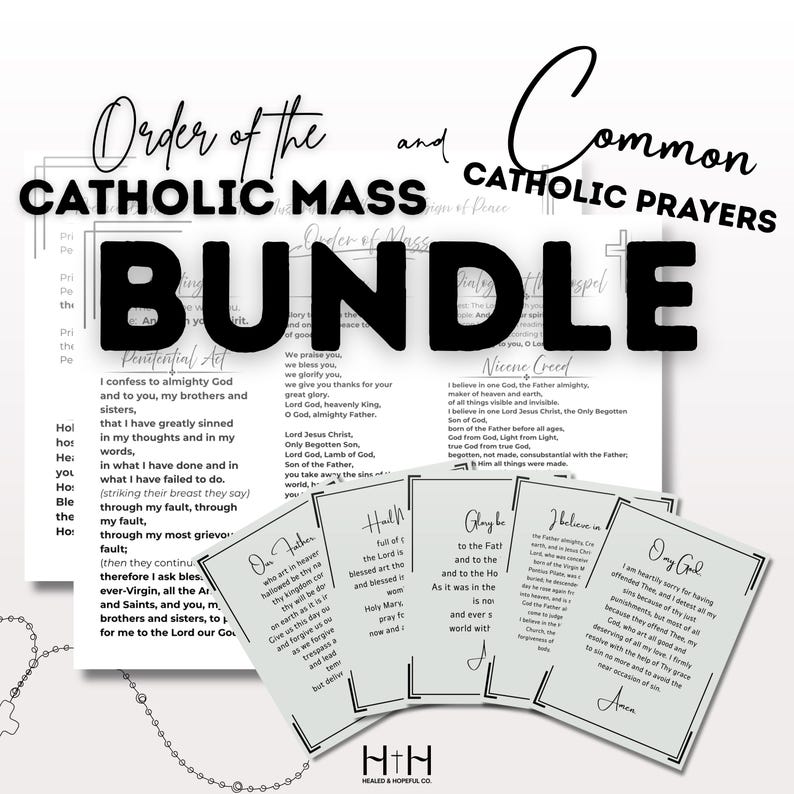 Catholic Mass Guide and Common Catholic Prayers Printable Bundle ...