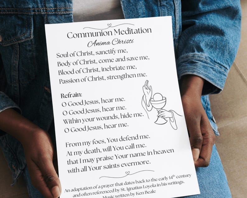 Catholic Communion Meditation Printable | Anima Christi Prayer | Post ...