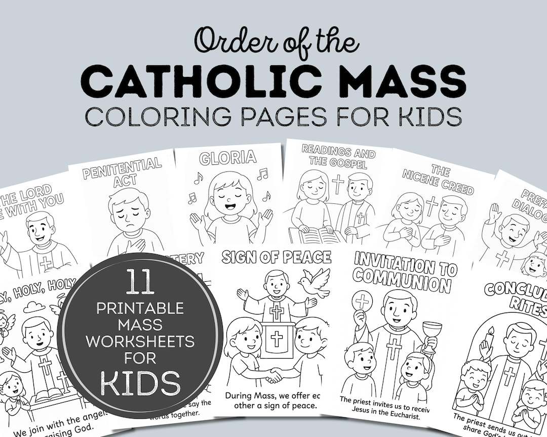 Catholic Mass Coloring Pages for Kids: Printable CCD Activity (digital ...