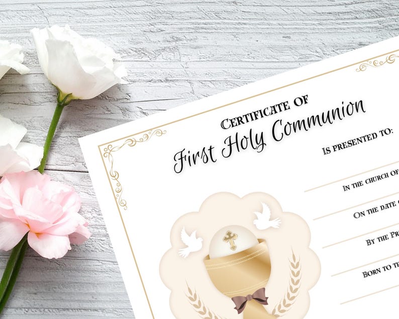 First Holy Communion Certificate Printable for Catholic Kids and Adults ...