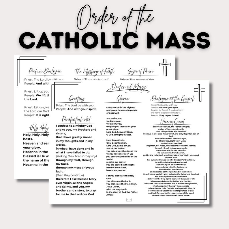 Catholic Mass Guide and Common Catholic Prayers Printable Bundle ...