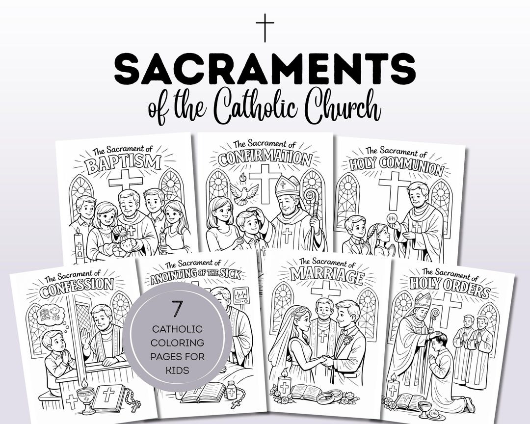 Seven Sacraments of the Catholic Church Coloring Pages for Kids ...