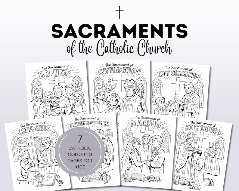 Seven Sacraments of the Catholic Church Coloring Pages for Kids ...