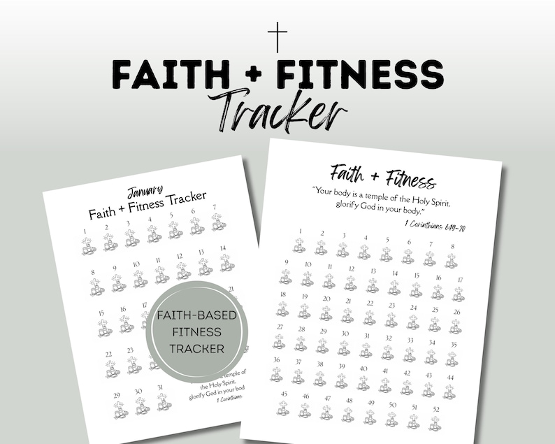 Faith + Fitness Tracker Printable | Christian Workout & Habit Tracker ...