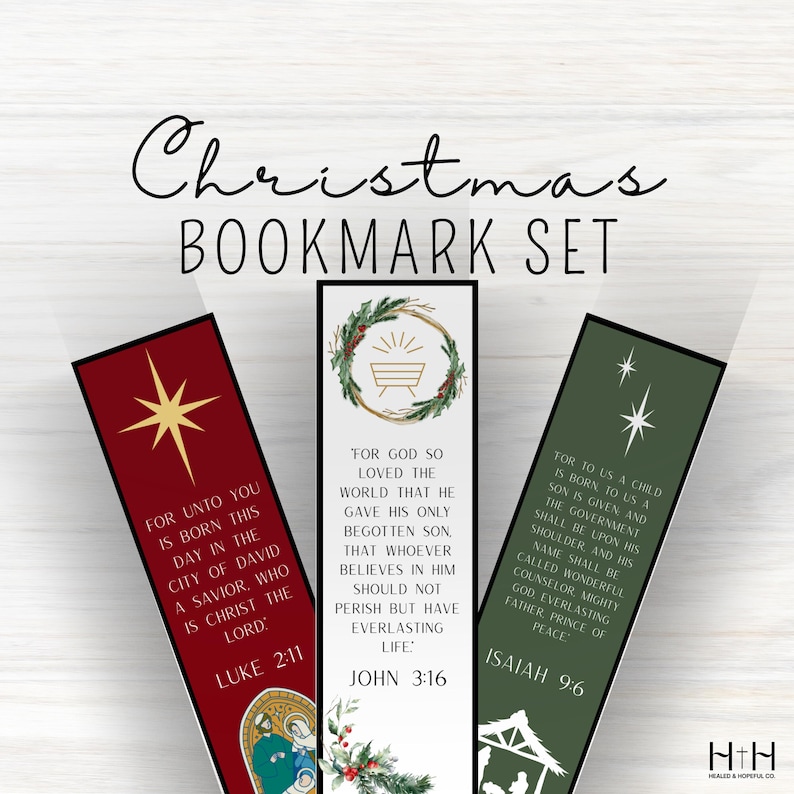 Christmas Scripture Bookmark Set: Printable Christian Gift (digital ...