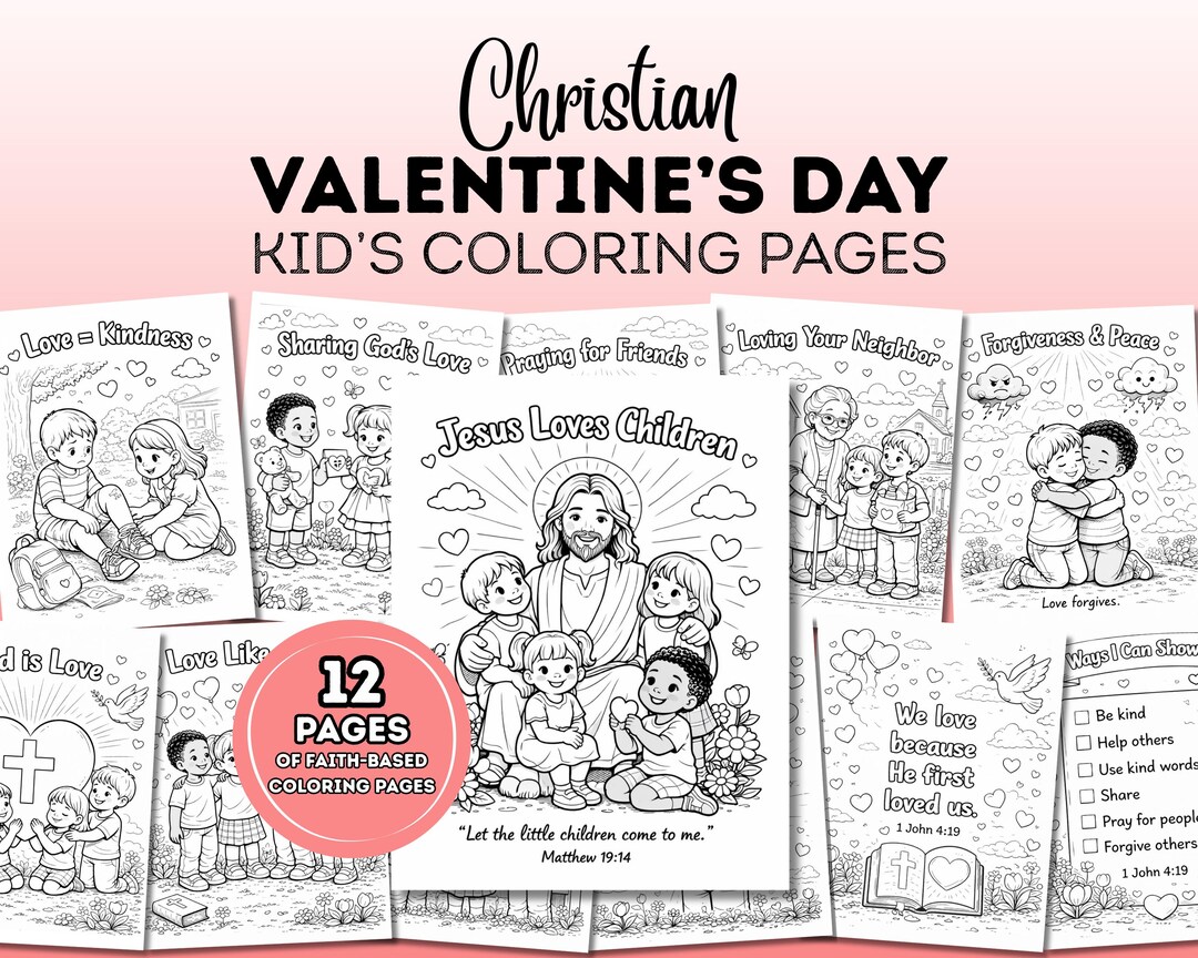 Christian Valentine’s Day Coloring Pages for Kids | Faith Based Bible ...