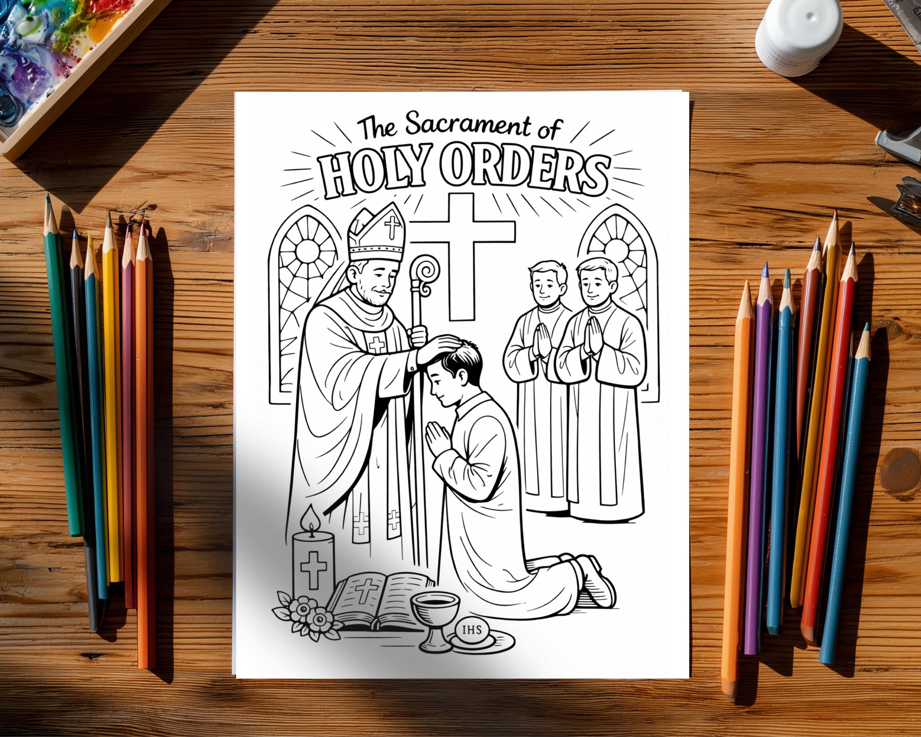 Seven Sacraments of the Catholic Church Coloring Pages for Kids ...