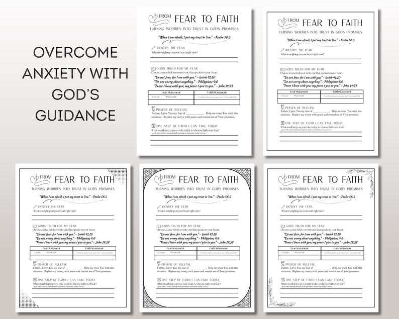 Faith Over Fear Anxiety Worksheet | Christian Anxiety Printable ...